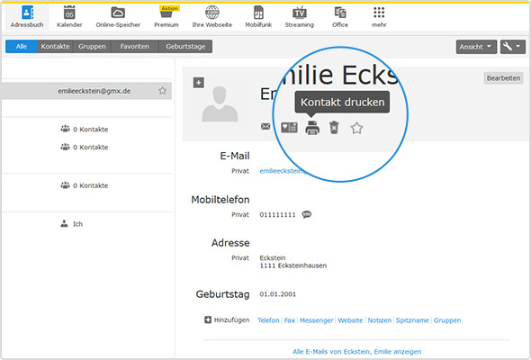E Mail Kontakte Ausdrucken