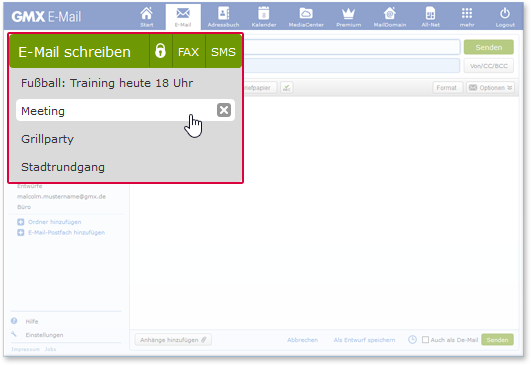 E-Mail gleichzeitig schreiben - GMX Hilfe
