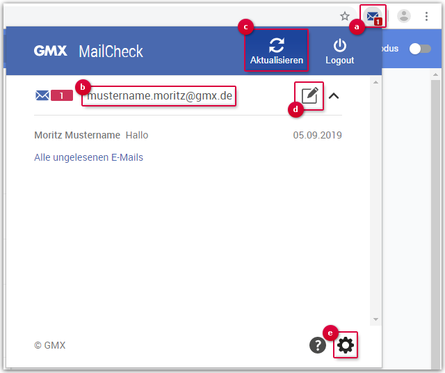 Wichtige Funktionen im MailCheck für Google Chrome - GMX Hilfe
