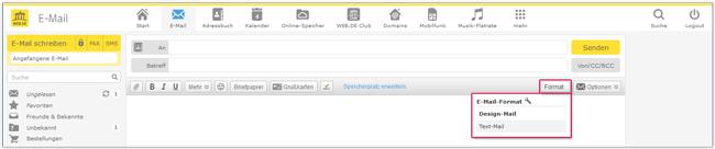 E-Mail-Format: Design-Mail und Text-Mail - WEB.DE Hilfe