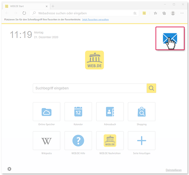 WEB.DE Start für Edge mit MailCheck verbinden - WEB.DE Hilfe