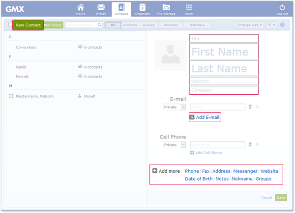 Adding a Contact - GMX Support
