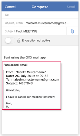 Forwarding email in the GMX Mail App for iOS - GMX Support