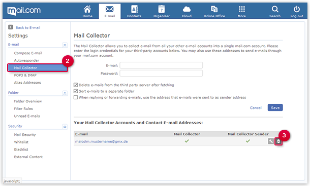 Configuring the Mail Collector - mail.com help