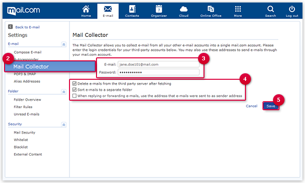 Configuring the Mail Collector - mail.com help