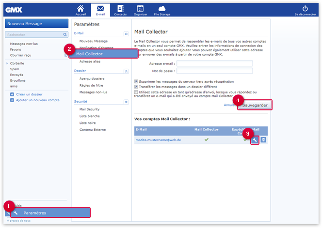 Configuration du Mail Collector - GMX Support