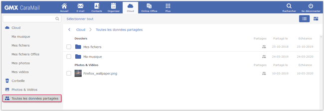 Partager depuis le navigateur - GMX Support